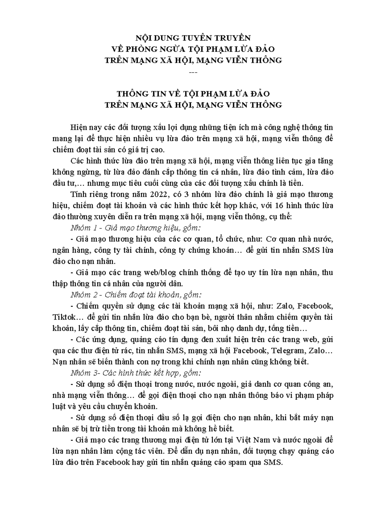 Tai lieu tuyen truyen ve lua dao tren MXH MVT e7aa4 - NỘI DUNG TUYÊN ...