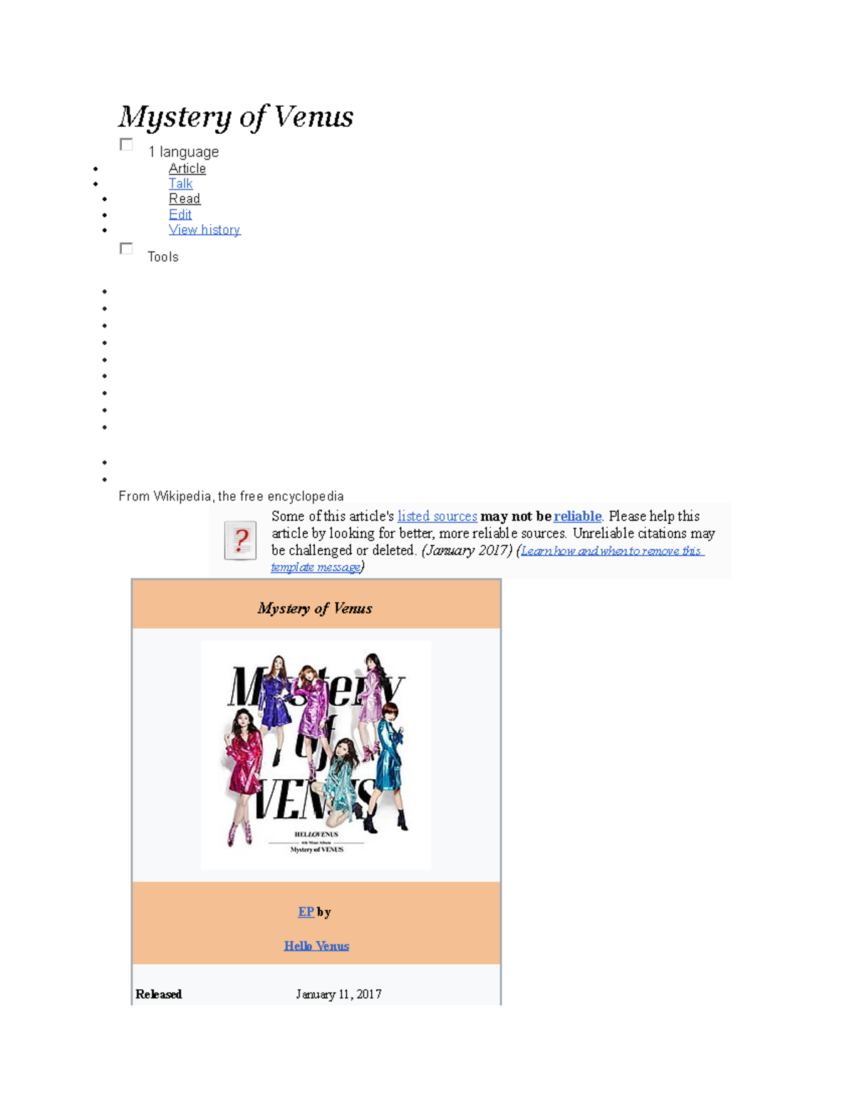 Mystery of Venus - apuntes - Mystery of Venus 1 language Article Talk ...