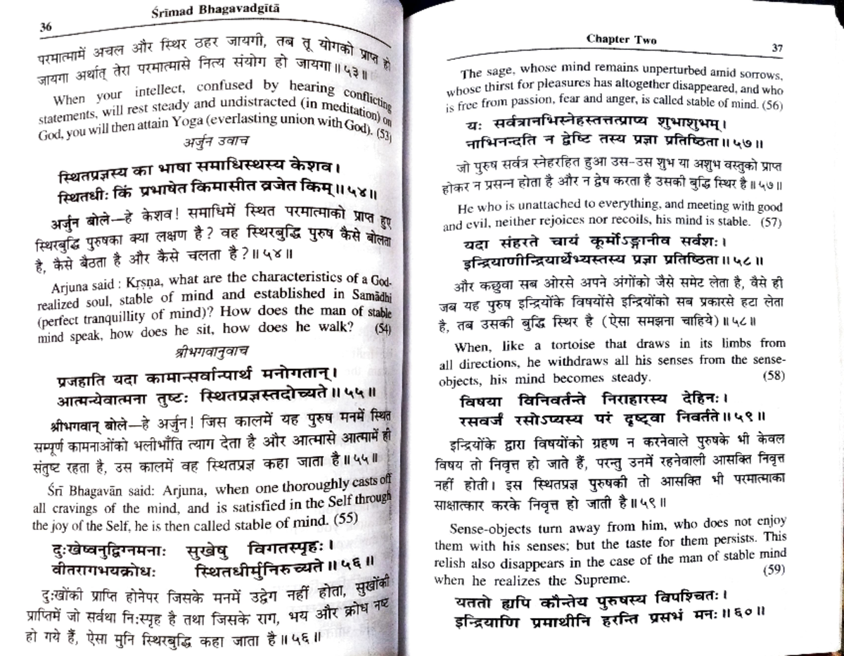 Sthitpragya Translation - Ethics - Studocu