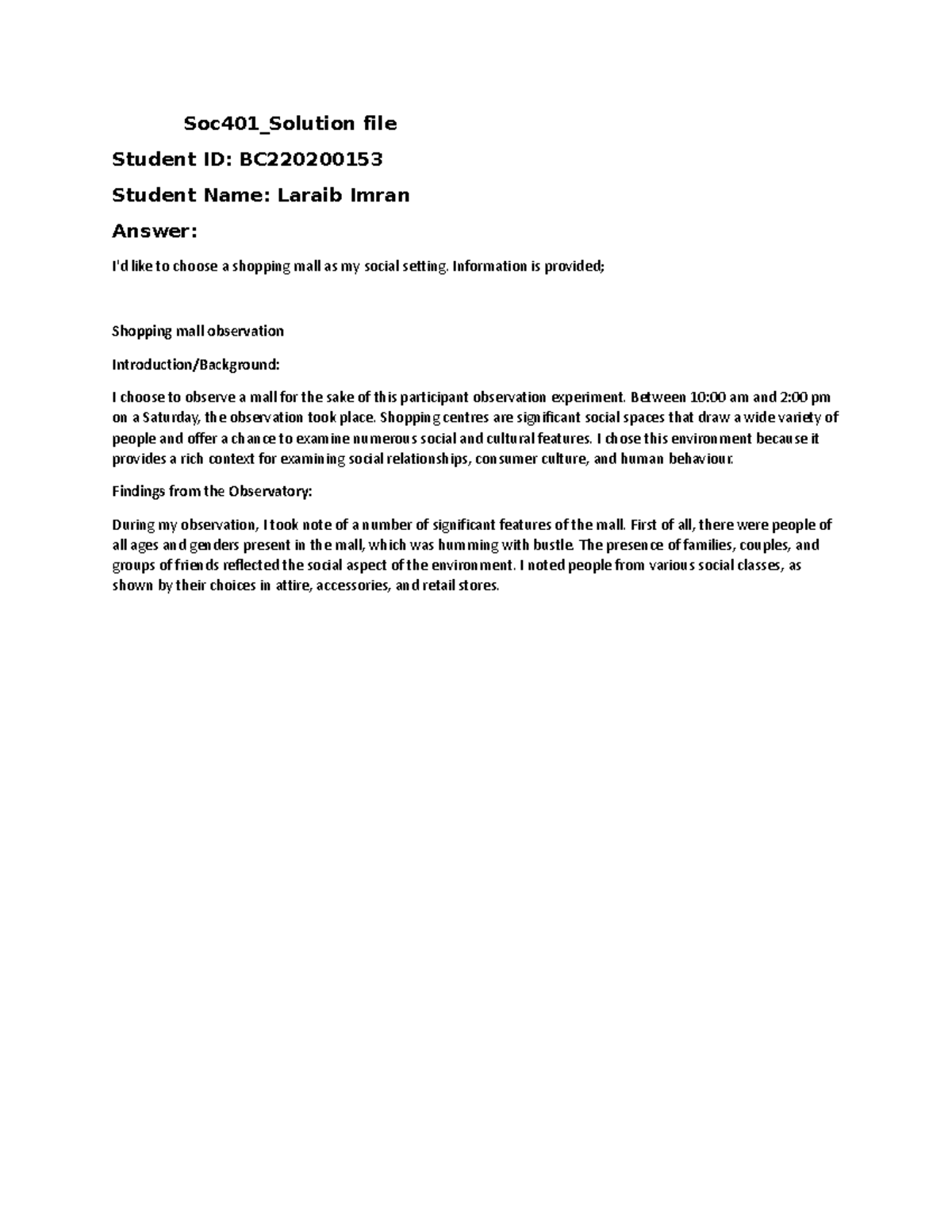 Soc401 solution file bc2202001 53 - Soc401_Solution file Student ID: BC ...