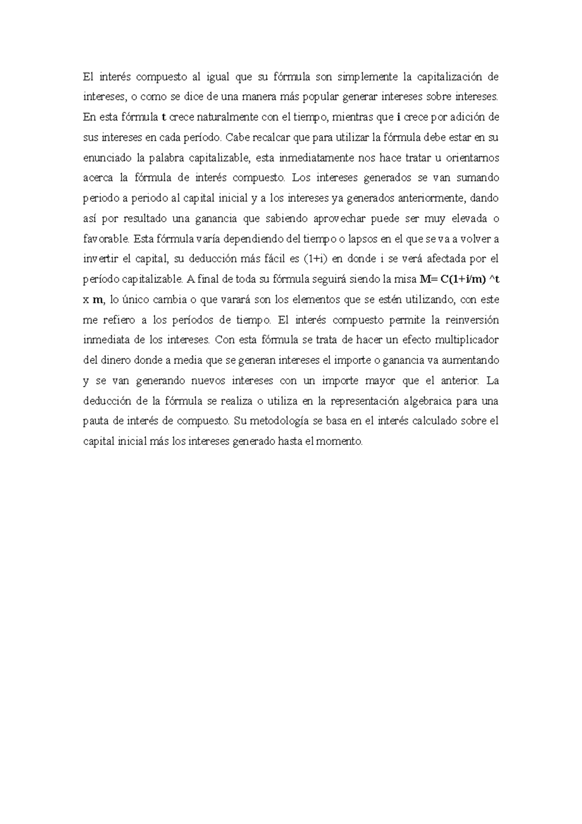 Deducción DE LA Fórmula DEL Monto A Interés Compuesto - El interés ...