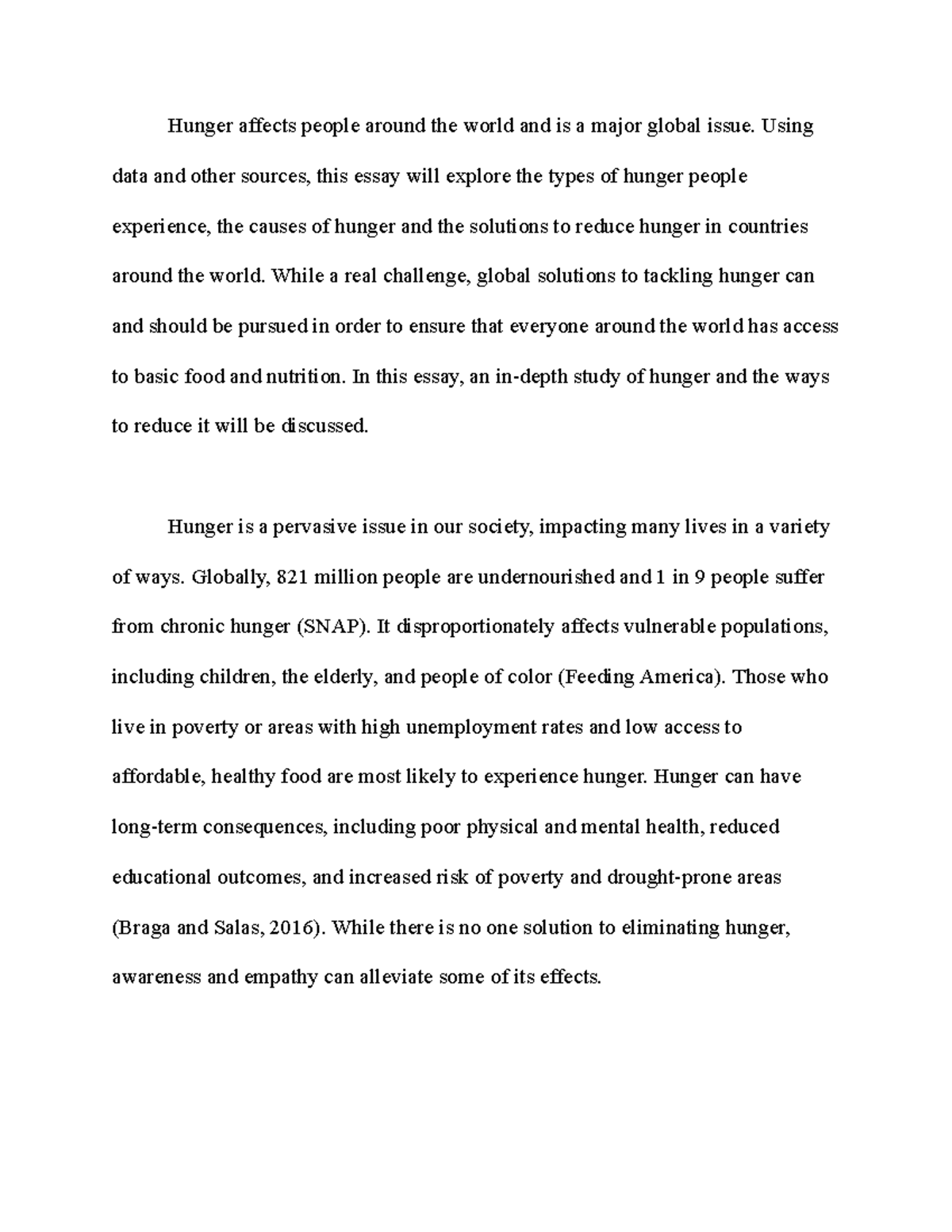 Hunger Essay - Semester 1 - Hunger affects people around the world and ...