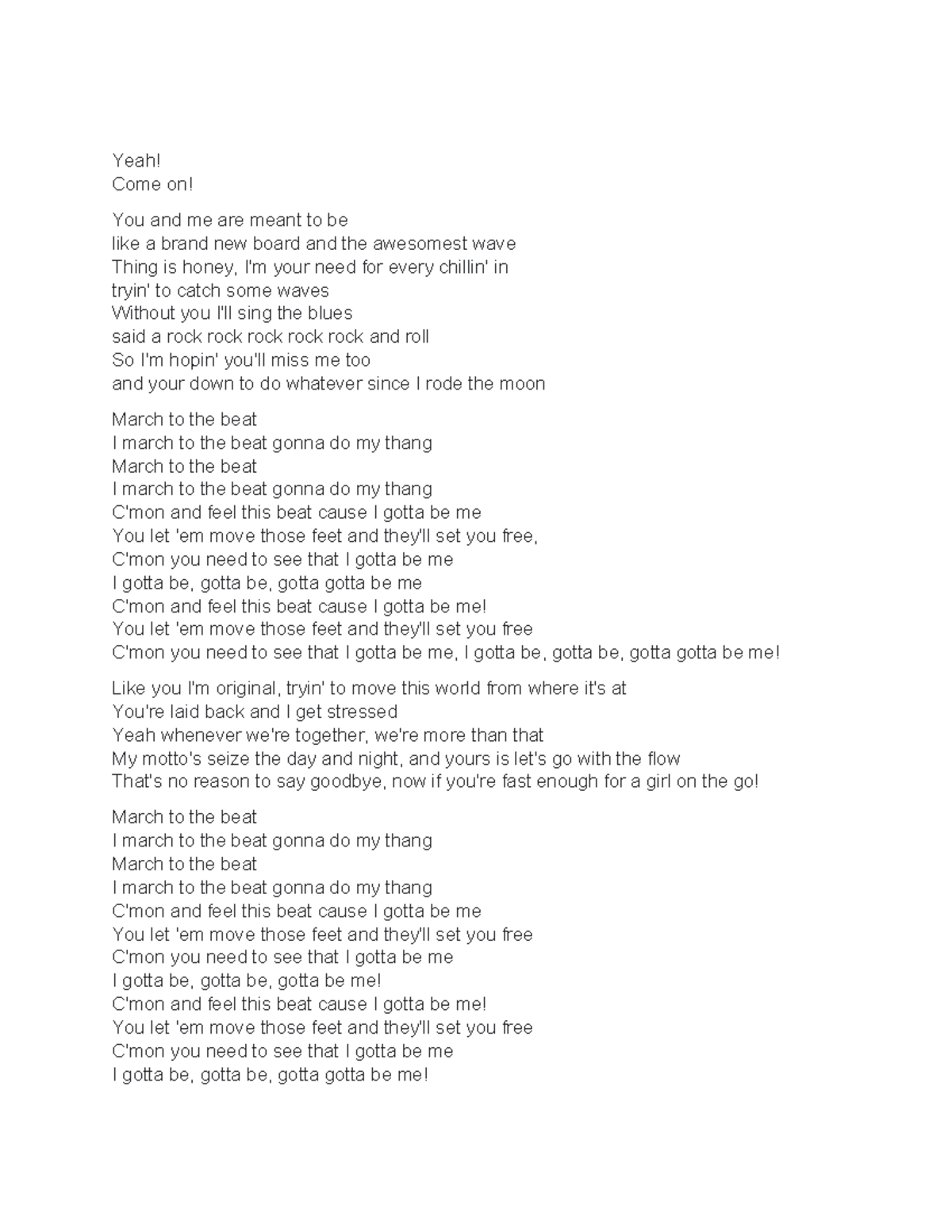 Letra de canción para poner en practica y mejorar la pronunciación de ...