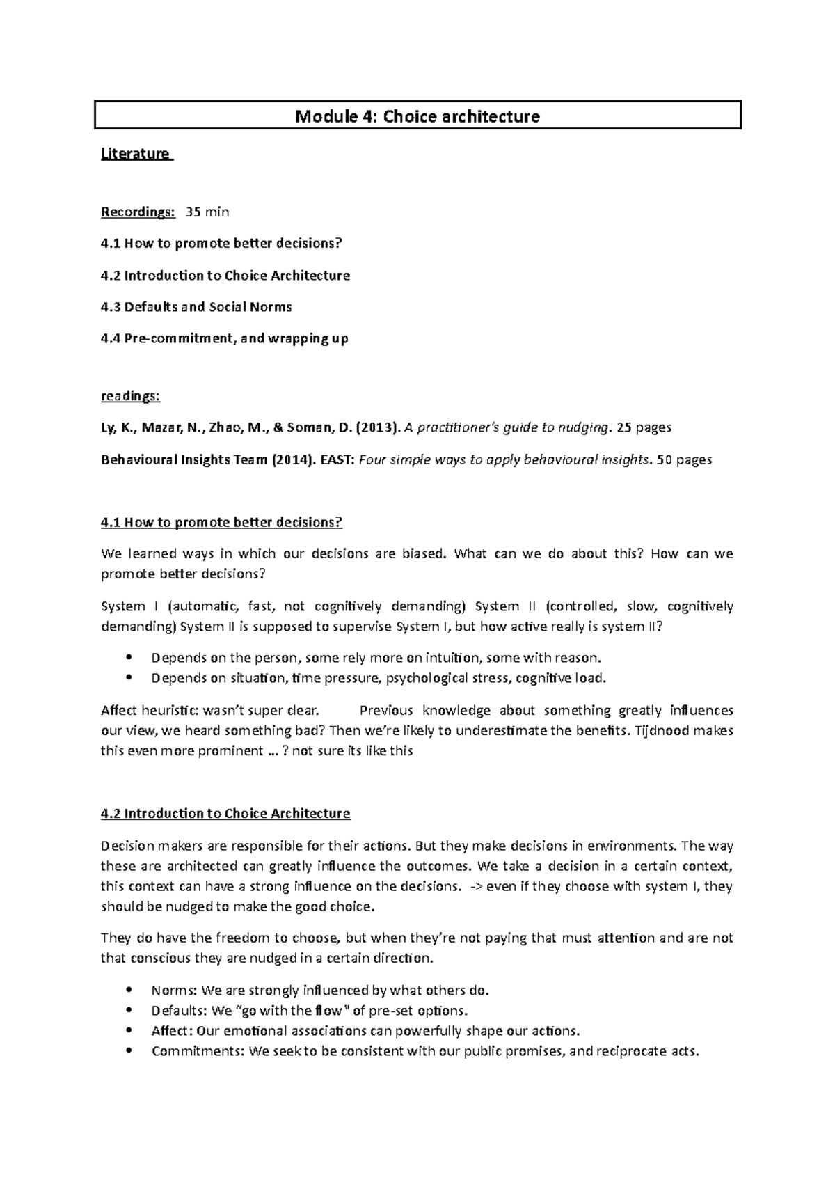 Module 4, choice architecture - Module 4: Choice architecture ...