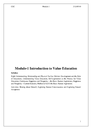 MCQ of UHV Module 3 - MCQ of UHV Module 1. Ensuring right understanding and feelings in the ...