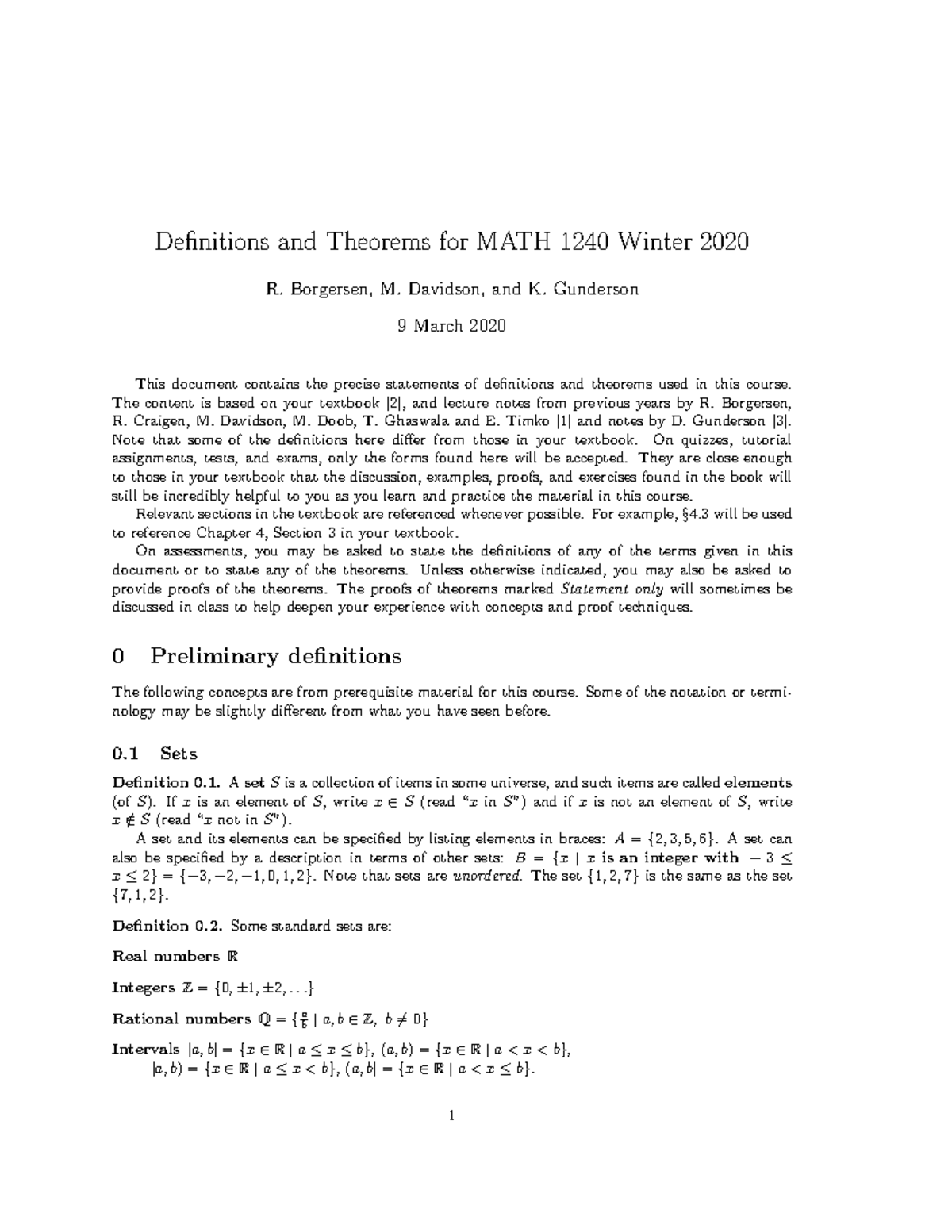 Definitions Up To The End Of The Course - Definitions and Theorems for MATH 1240 Winter 2020 R ...