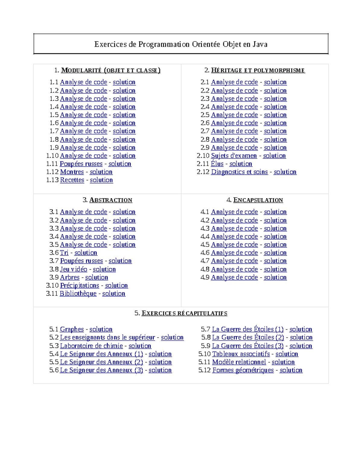 Exercices POO - Exercices de Programmation Orientée Objet en Java 1. MODULARITÉ (OBJET ET CLASSE ...