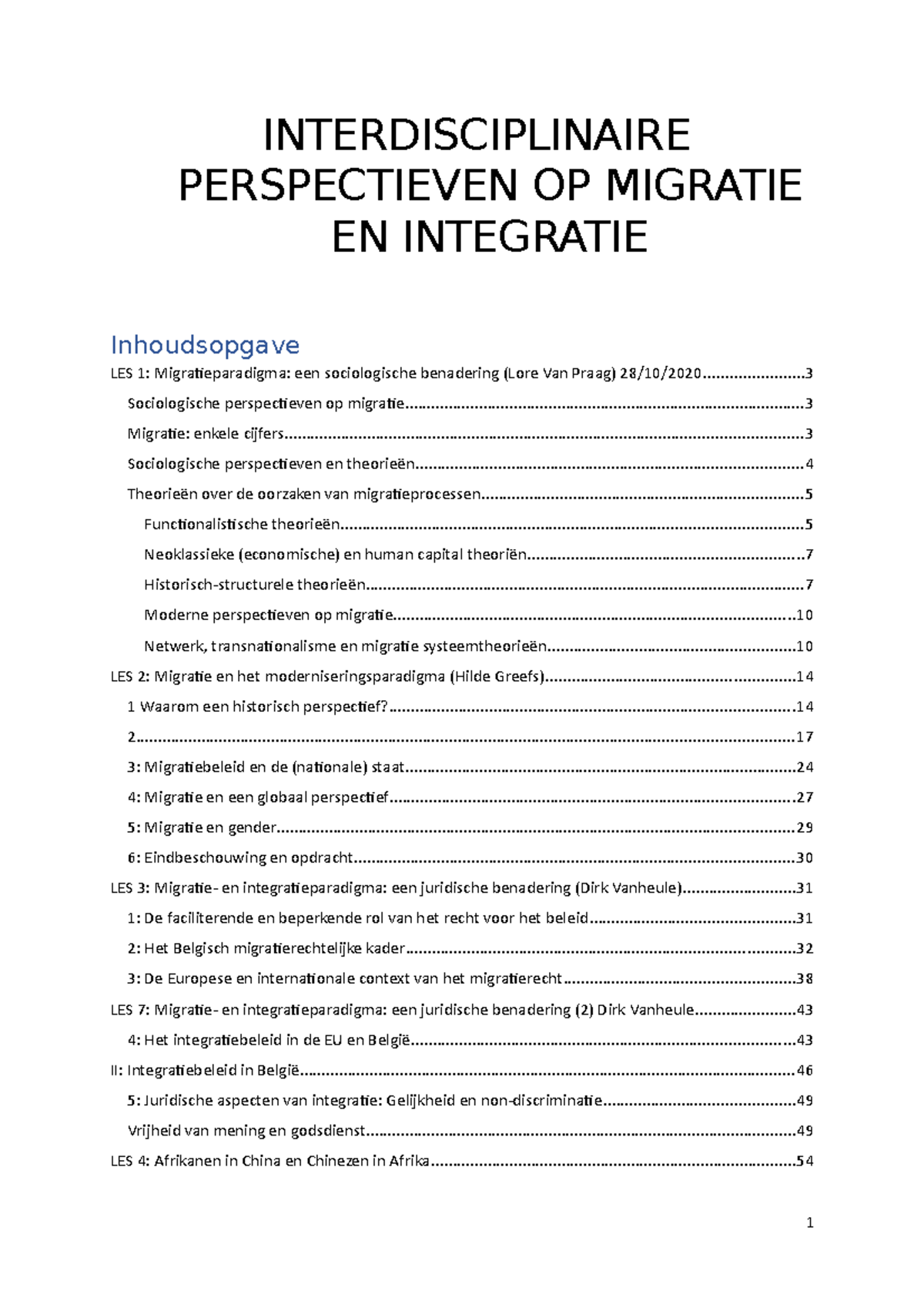 Samenvatting interdisciplinaire perspectieven op migratie en integratie - INTERDISCIPLINAIRE ...