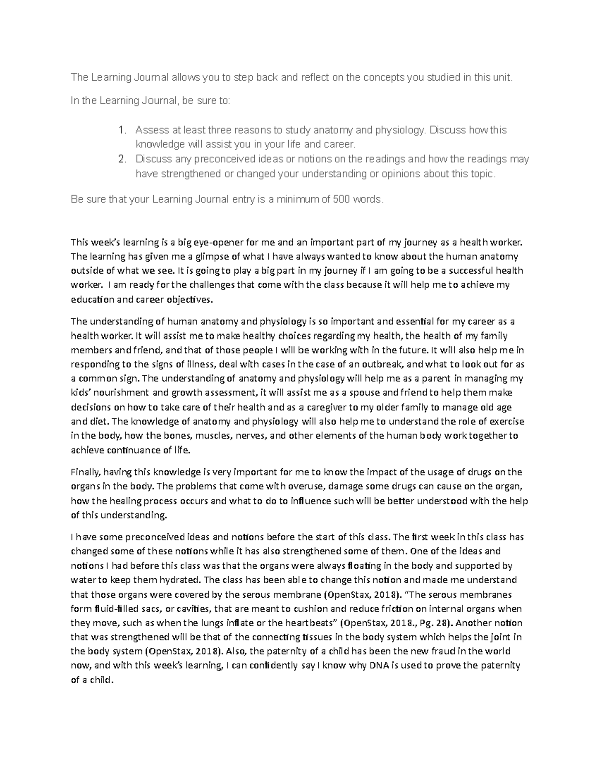 LJ WEEK 1 - learning journal - The Learning Journal allows you to step ...