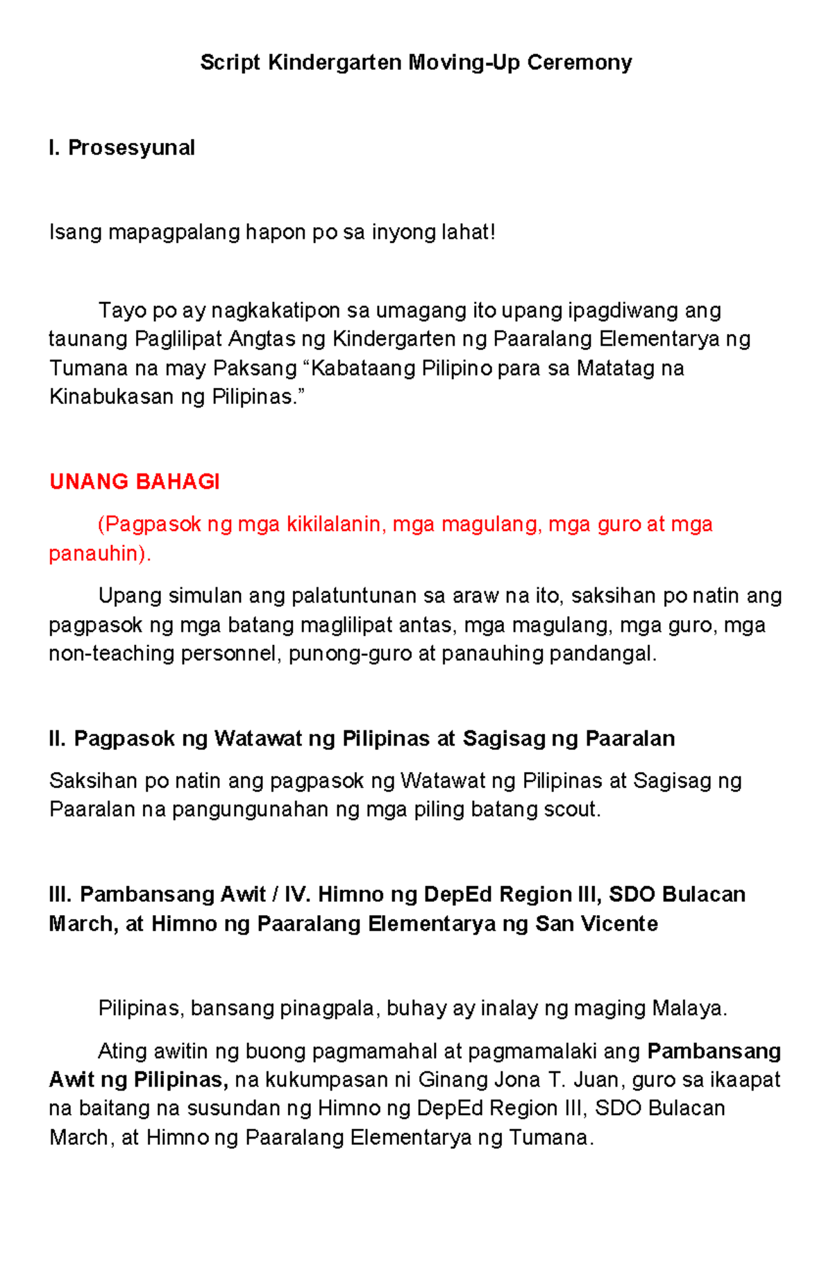 Moving-up-script - Script in Moving up - Script Kindergarten Moving-Up ...