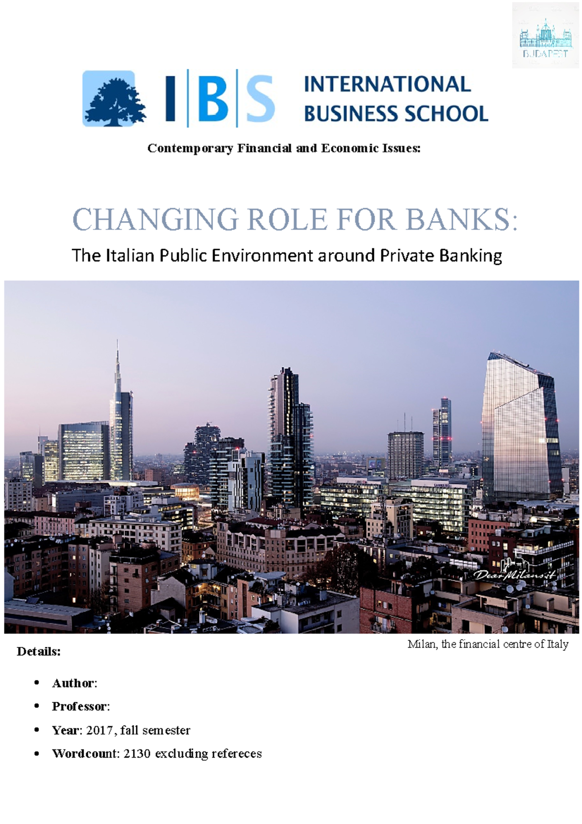 Assestment - italian banking system - Contemporary Financial and ...