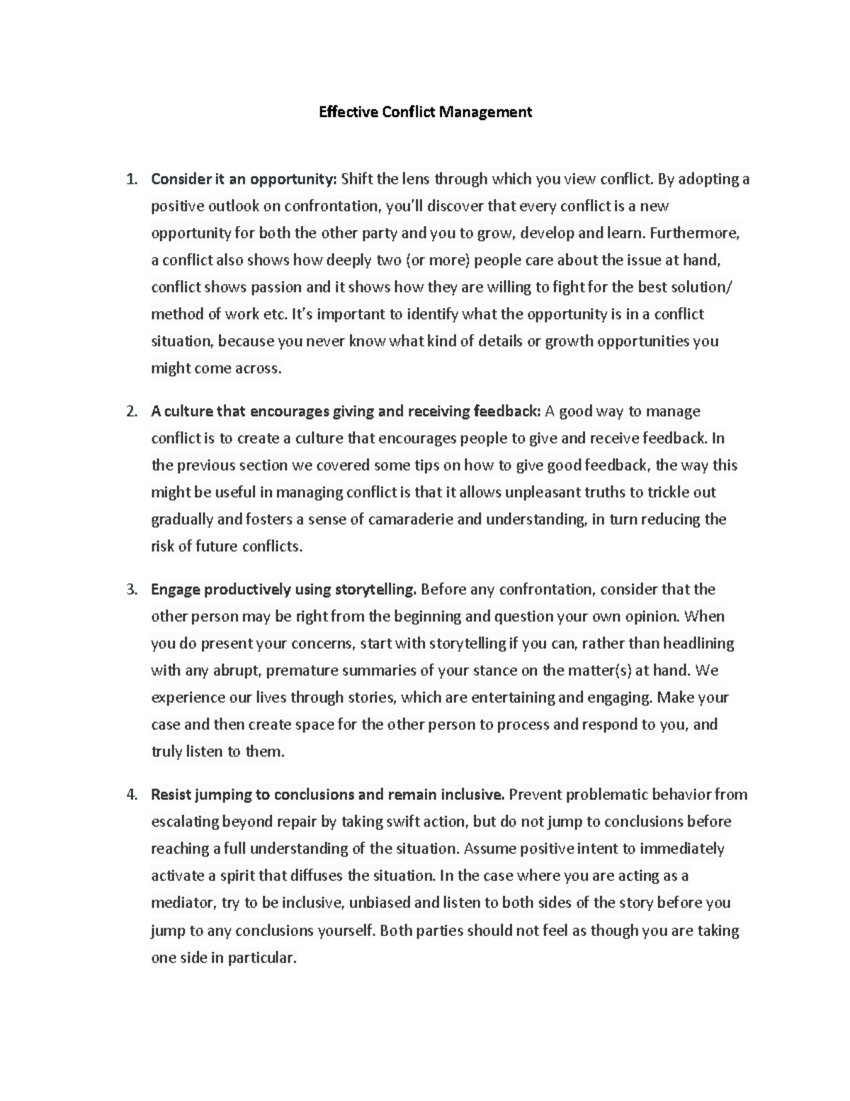 Effective Conflict Management - Effective Conflict Management Consider ...