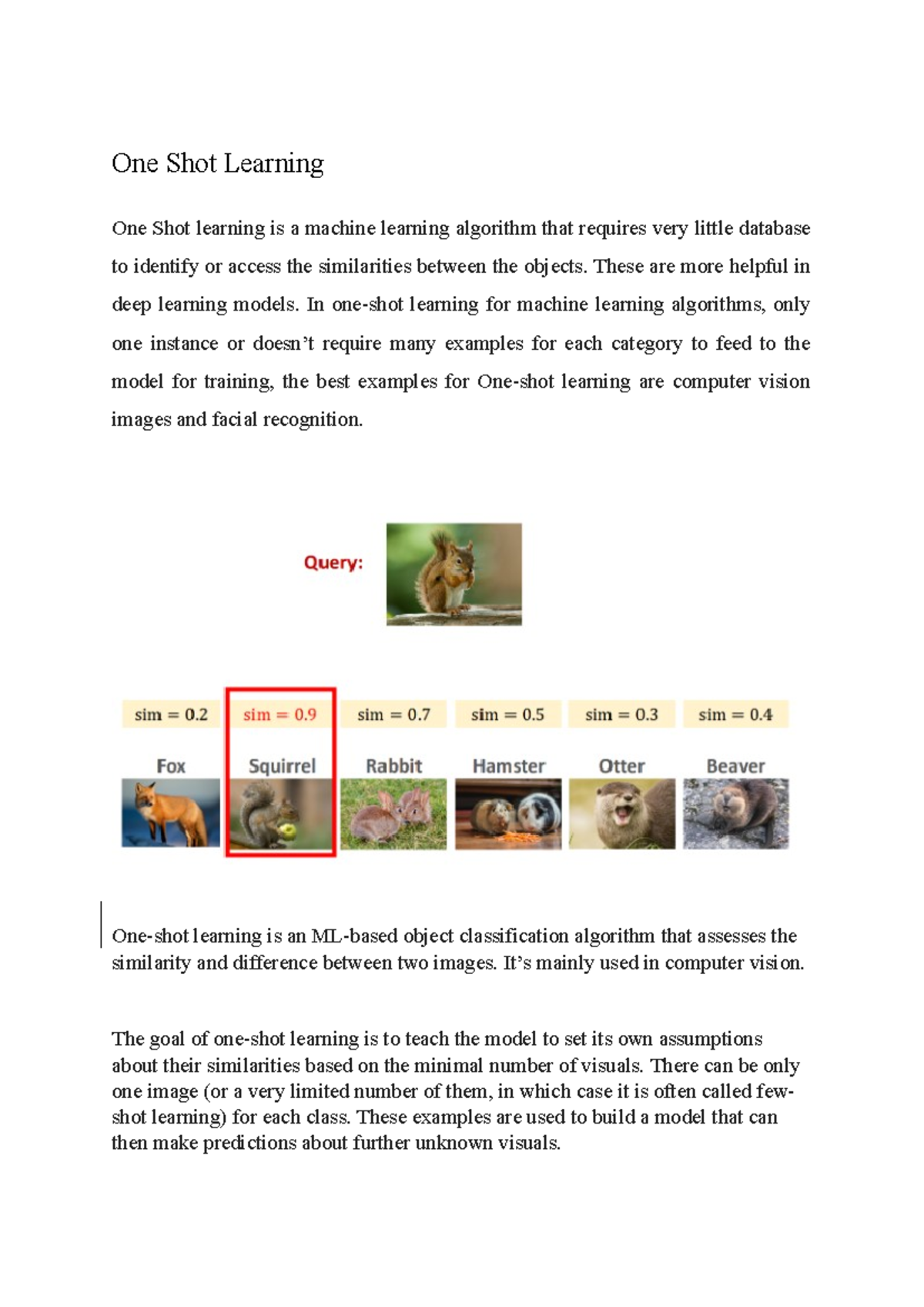One shot learning - One Shot Learning One Shot learning is a machine ...