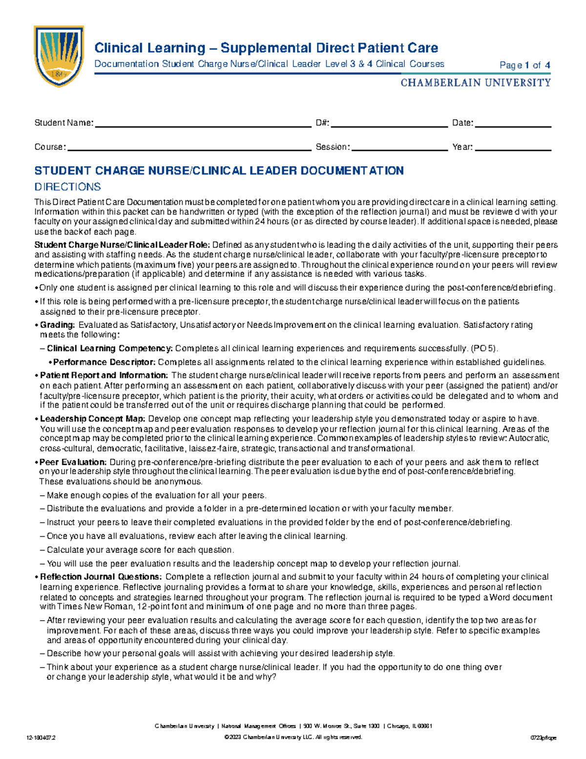 Supplemental Direct Patient Care Sept 2023 - Documentation Student ...