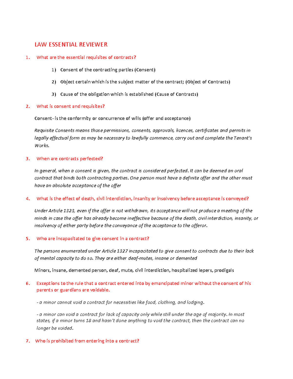 LAW Essential Reviewer - LAW ESSENTIAL REVIEWER What are the essential ...