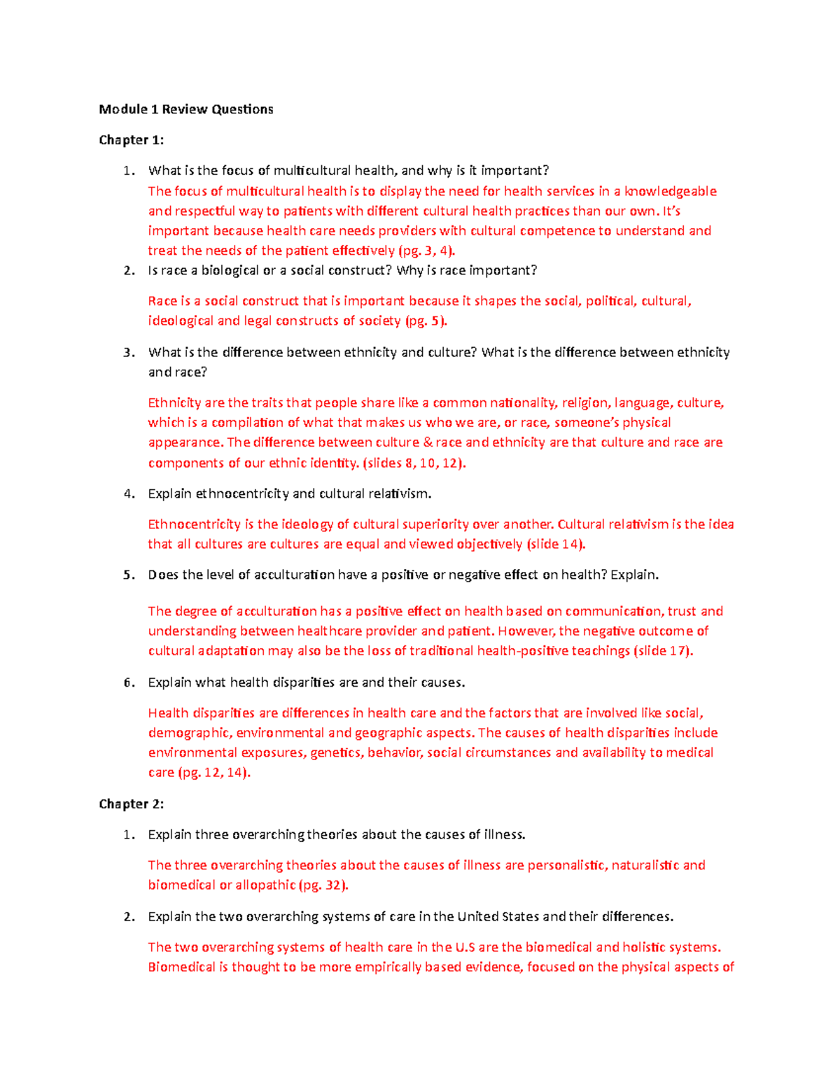 Module 1; Chapters 1-3 Review Guide - Module 1 Review Questions Chapter ...
