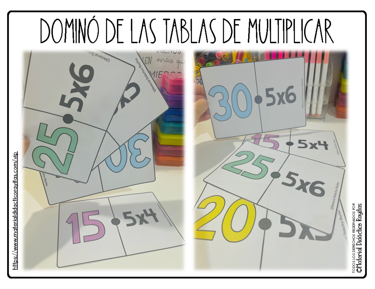 73. Domino Tablas de multiplicar Grande - TODOS LOS DERECHOS RESERVADOS ...