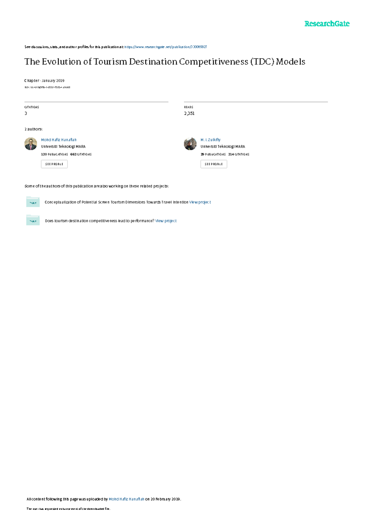 1. The Evolution of Tourism Destination Competitiveness (TDC) Models ...