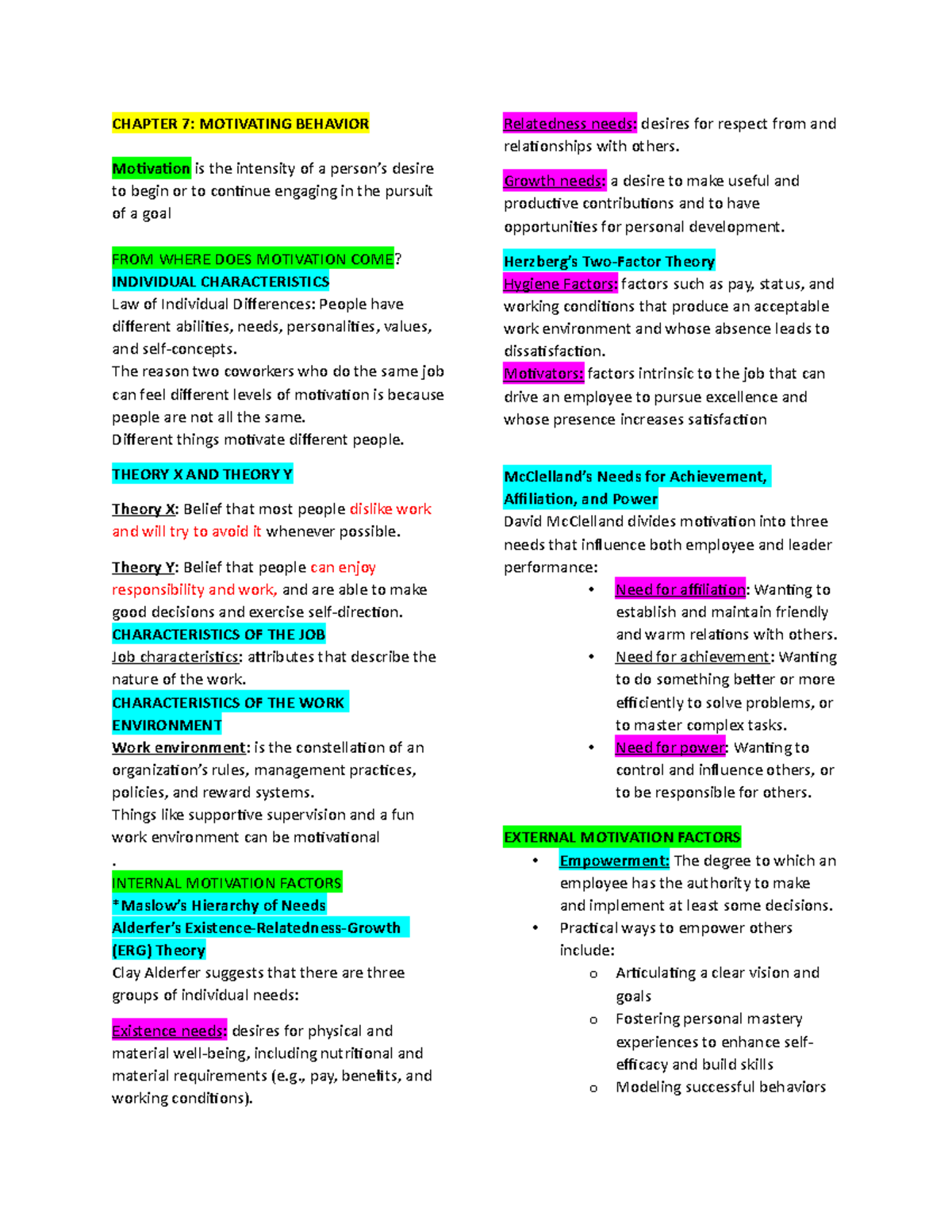 Chapter 7 Motivating Behavior - Human Behavior in Organization ...