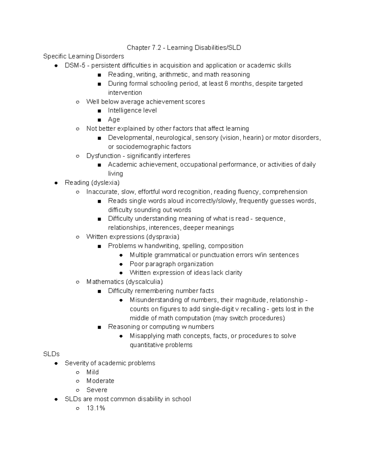 Chapter 7.2 - Learning Disabilities SLD - Chapter 7 - Learning ...