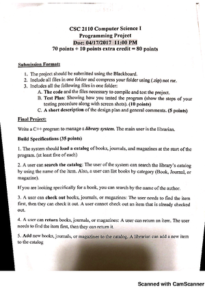 Lab15 Instructions - 1 | P a g e CSC 2111 Lab 15 Due: 07/01/2019 @ 4:00 ...