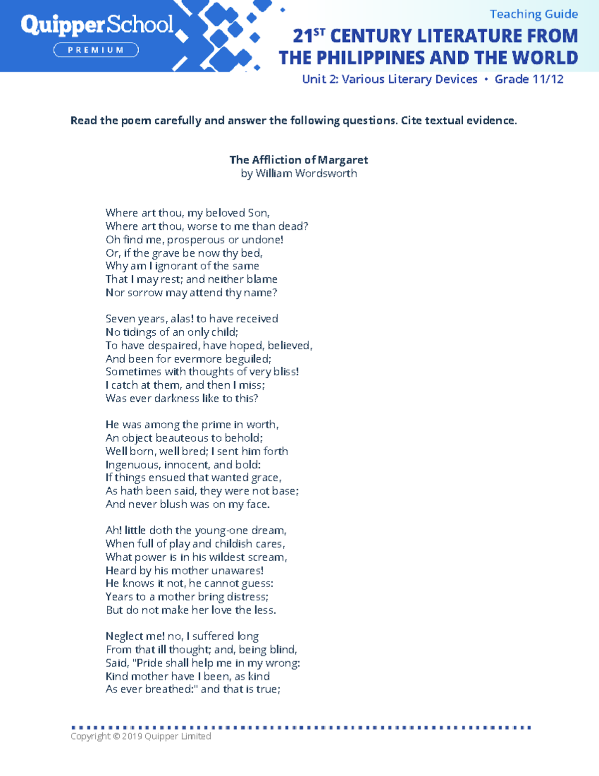 PDF (Texts) 21st Century Literature Unit 2 Lesson 1 Sound Devices ...