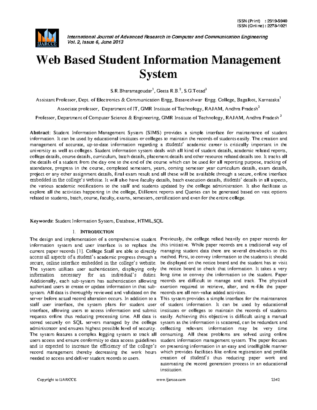Web Based Student Information Management - ISSN (Online) : 2278 ...