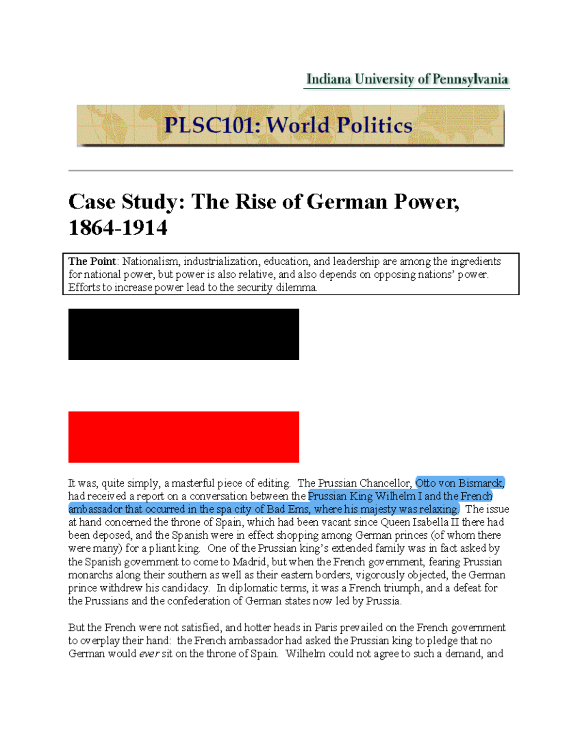 Case Study- The Rise of German Power - Case Study: The Rise of German ...