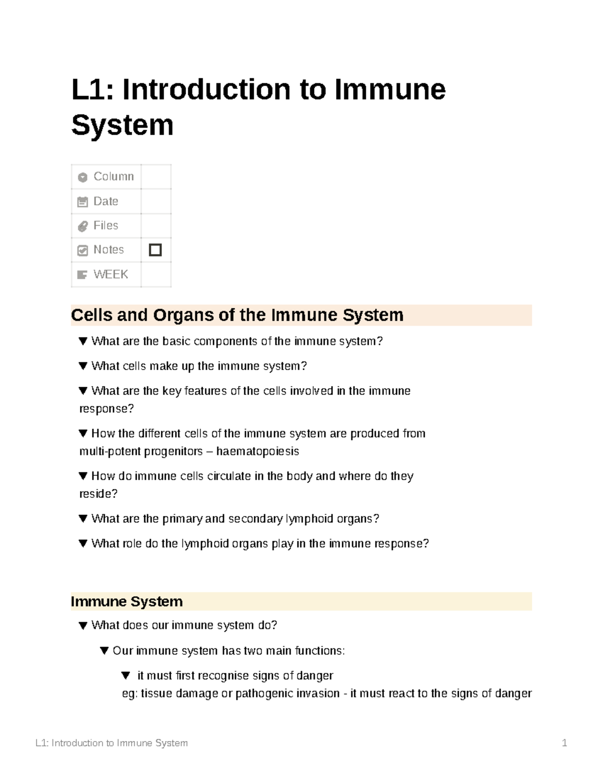 L1 Introduction to Immune System - This self versus non-self is ...