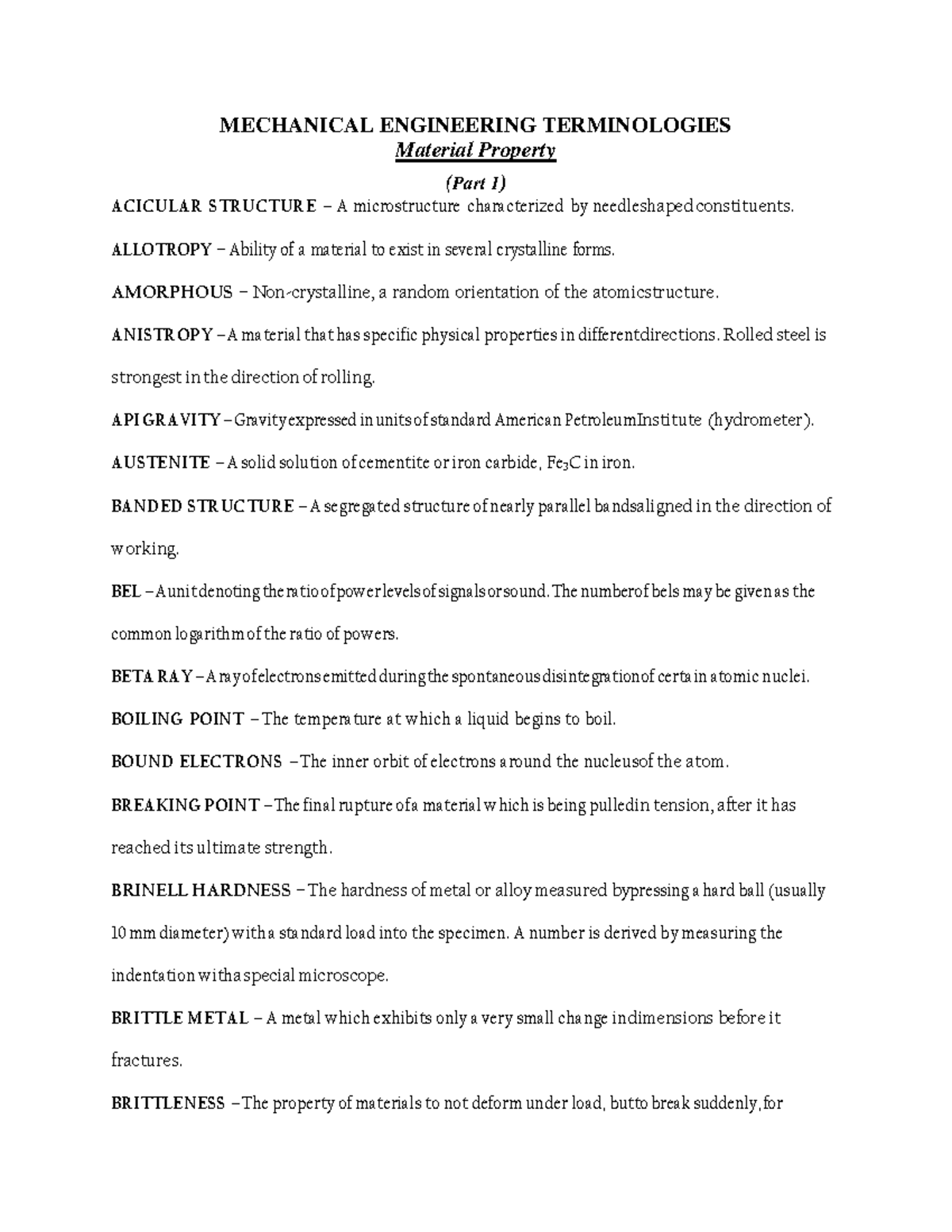 Terms in Mechanical Engineering-Material Property (Part 1) - MECHANICAL ENGINEERING ...