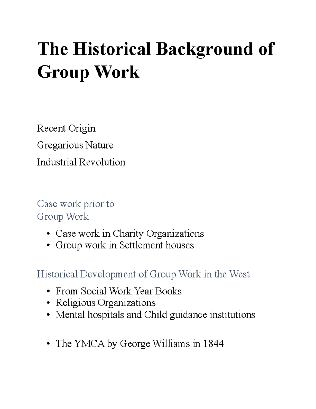 History of group work - The Historical Background of Group Work Recent ...