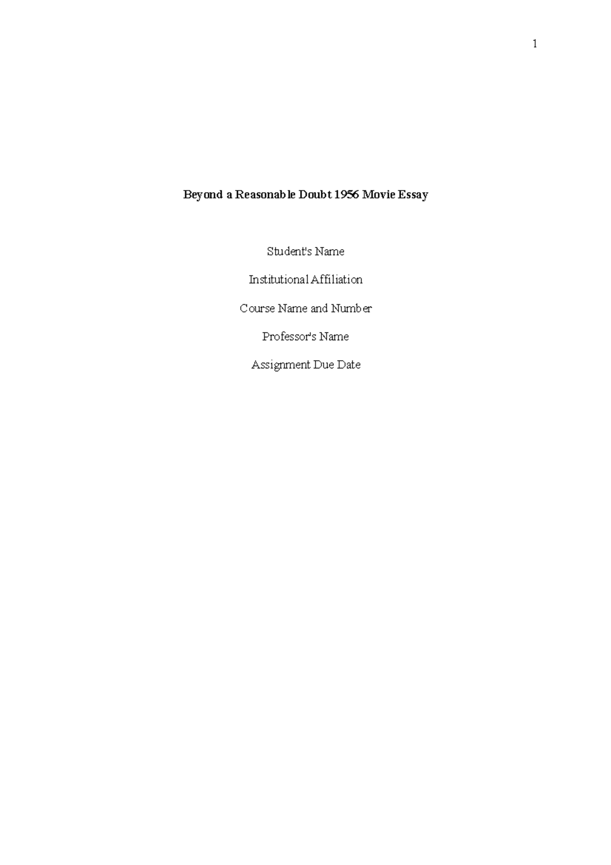 Beyond a Reasonable Doubt 1956 Movie Essay - The use of the electric ...