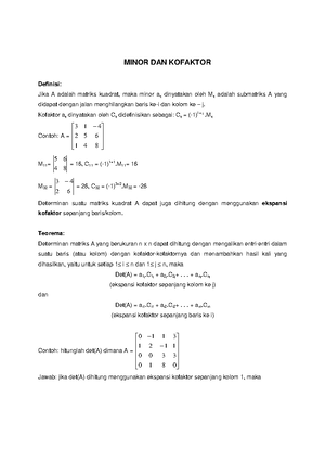 Rank dan Trace Matriks - RANK DAN TRACE MATRIKS Definisi Rank Matriks ...