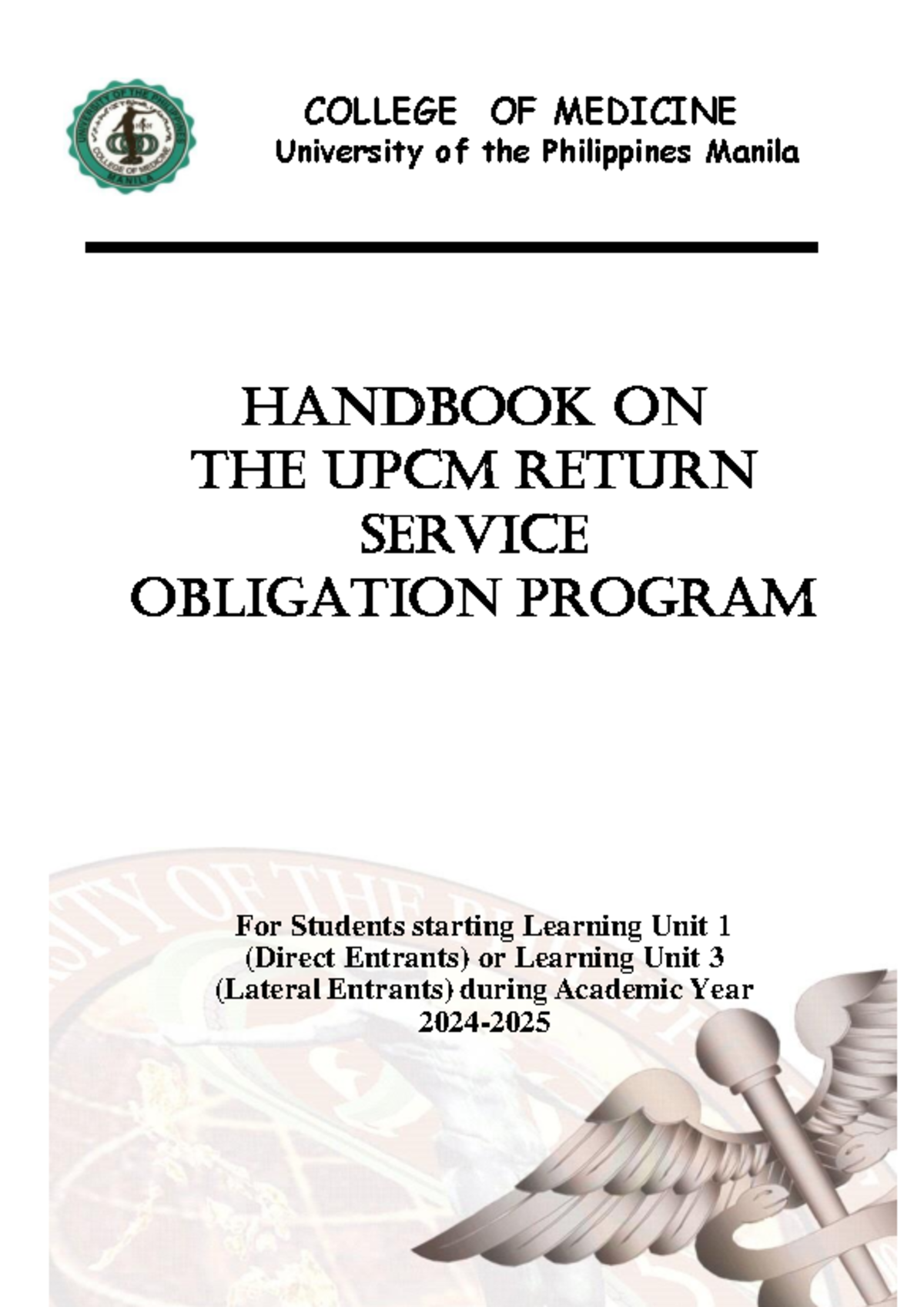 Handbook on the RSOP updated for AY 2024-2025 - COLLEGE OF MEDICINE ...