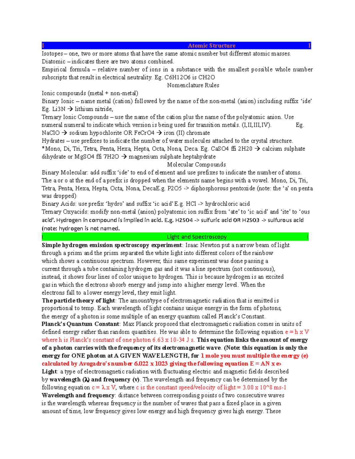 Chem cheat sheets - Tc5bbun - I Atomic Structure I Isotopes – one, two ...