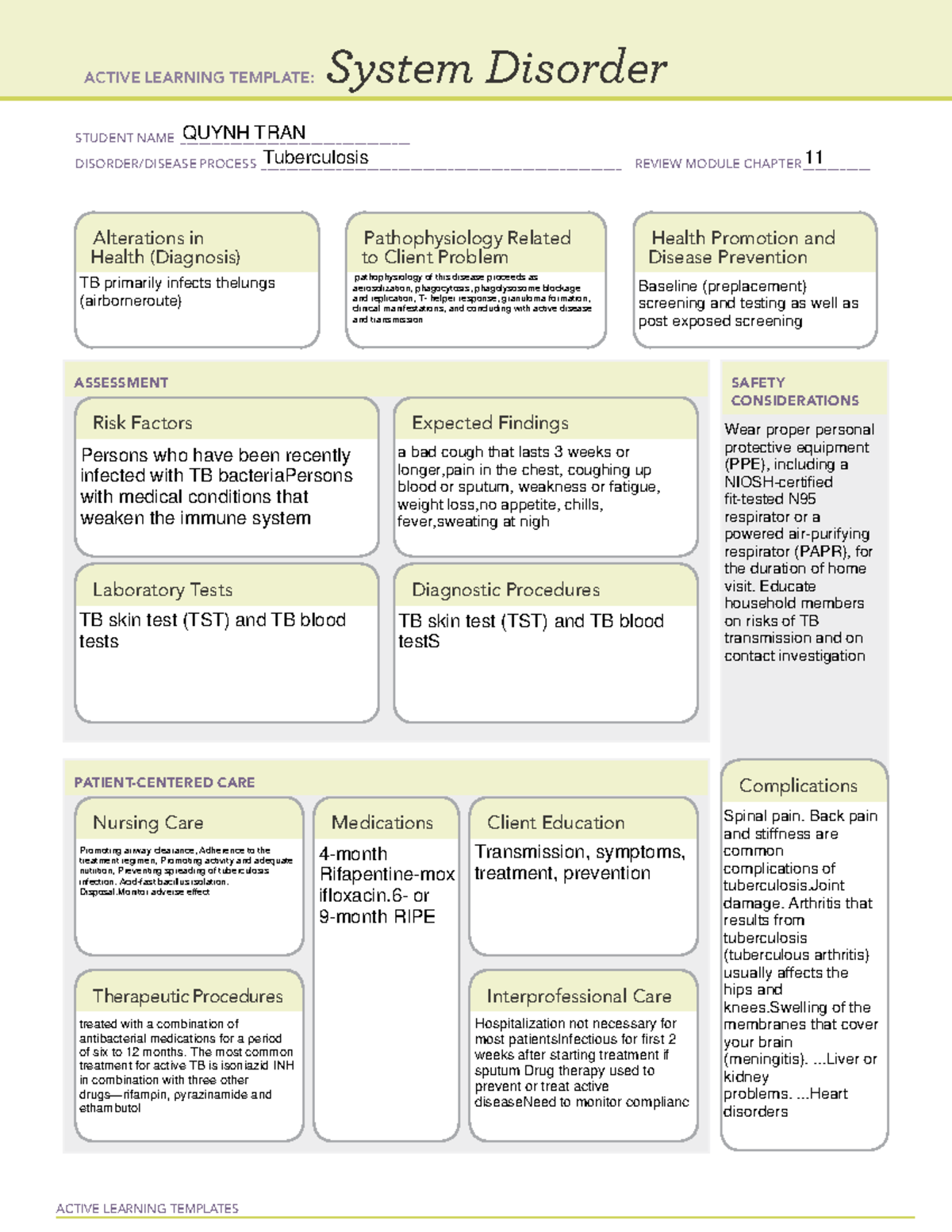 System disorder TB - notes - ACTIVE LEARNING TEMPLATES System Disorder ...