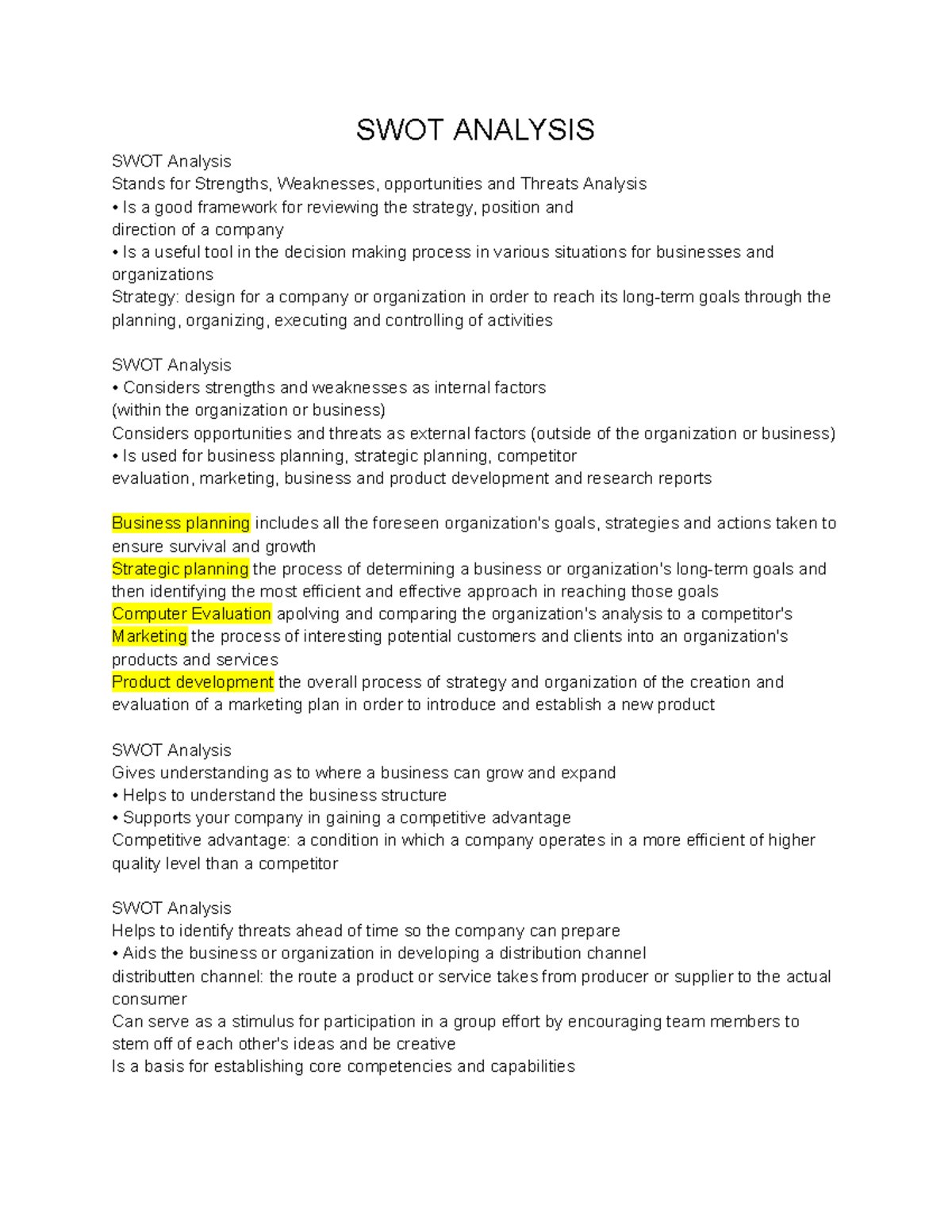 Swot Analysis - SWOT ANALYSIS SWOT Analysis Stands for Strengths ...