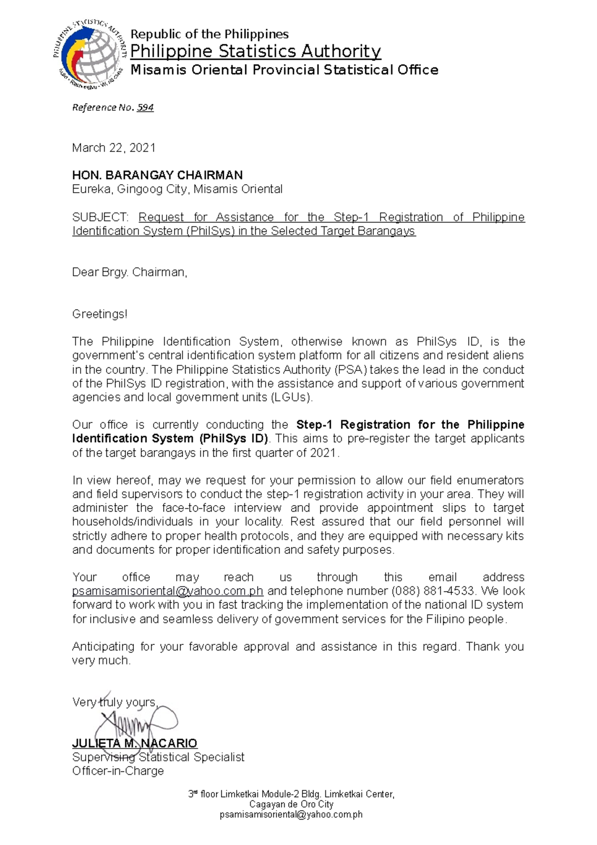 Step 1 Communication Letter Brgy Gingoog Reference No 594 March 22 step-1-communication-letter-brgy-gingoog-reference-no-594-march-22