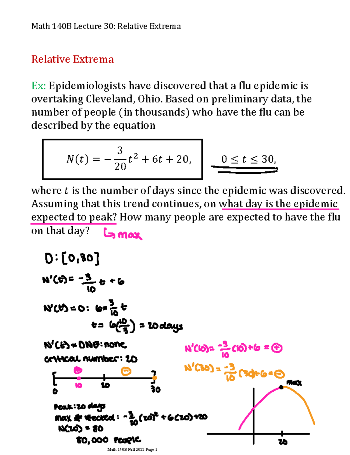 Math 140B Lecture 30 Relative Extrema - Relative Extrema Ex ...