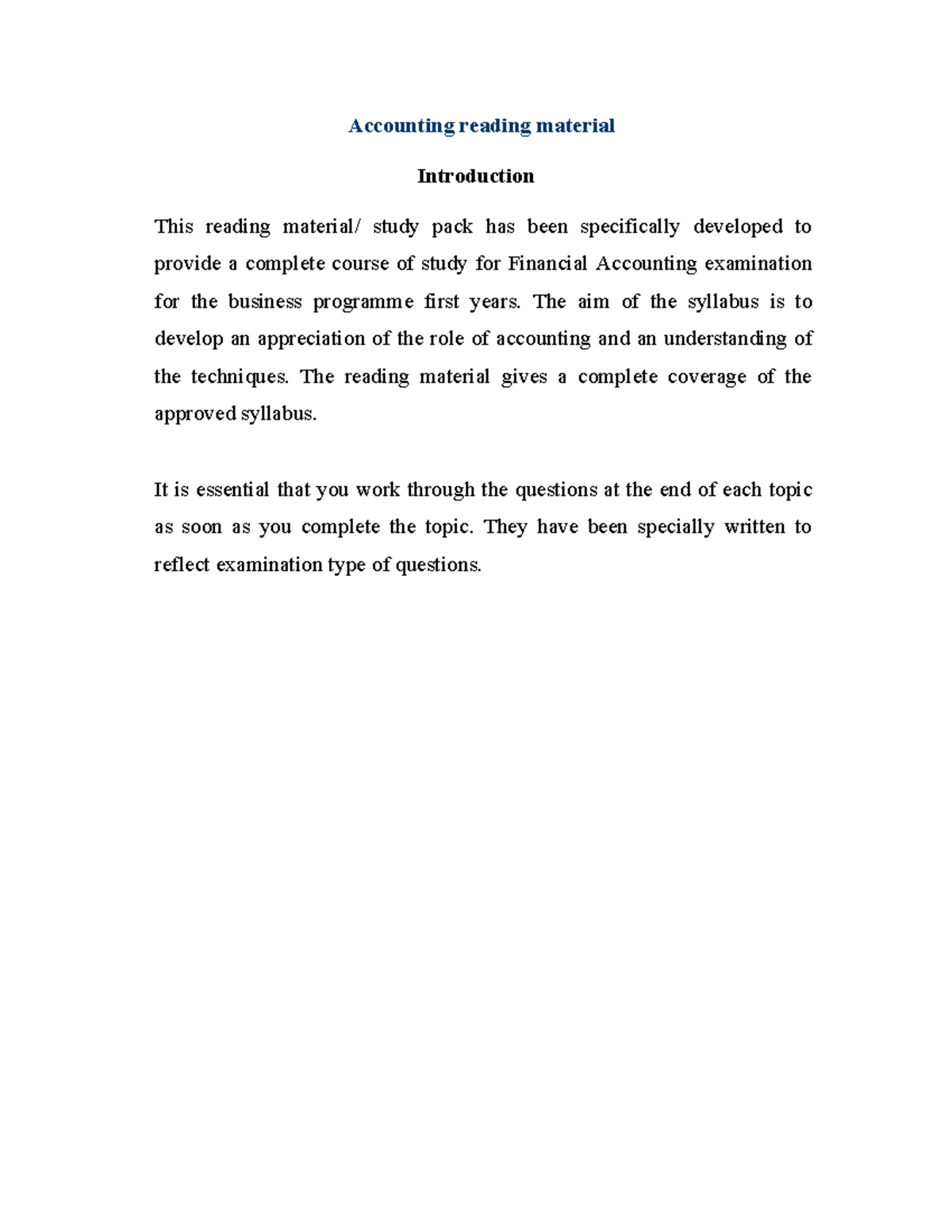 Accounting reading material. BBA 1 MMU - Accounting reading material ...