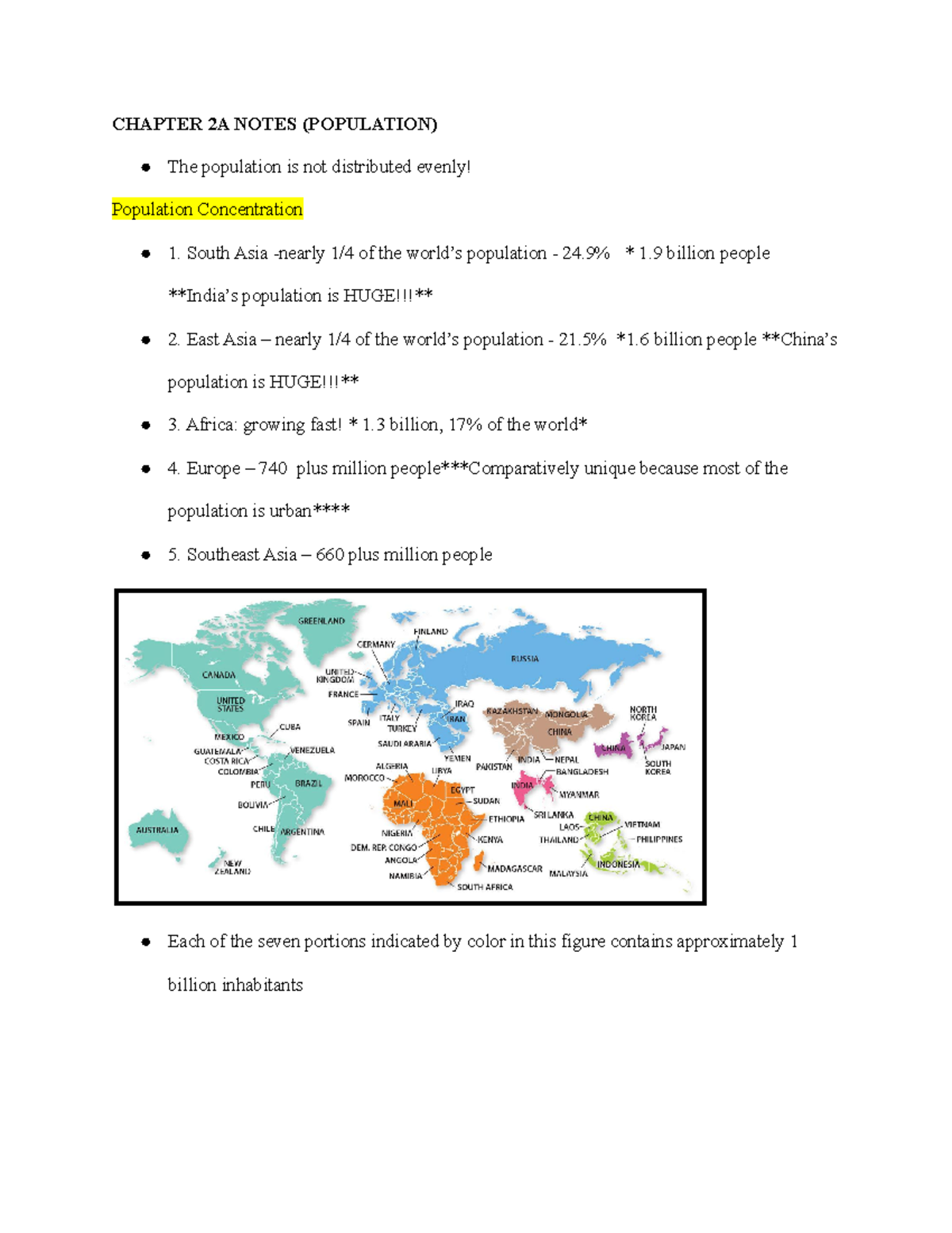 Chapter 2A Notes ( Population) - CHAPTER 2A NOTES (POPULATION) The ...