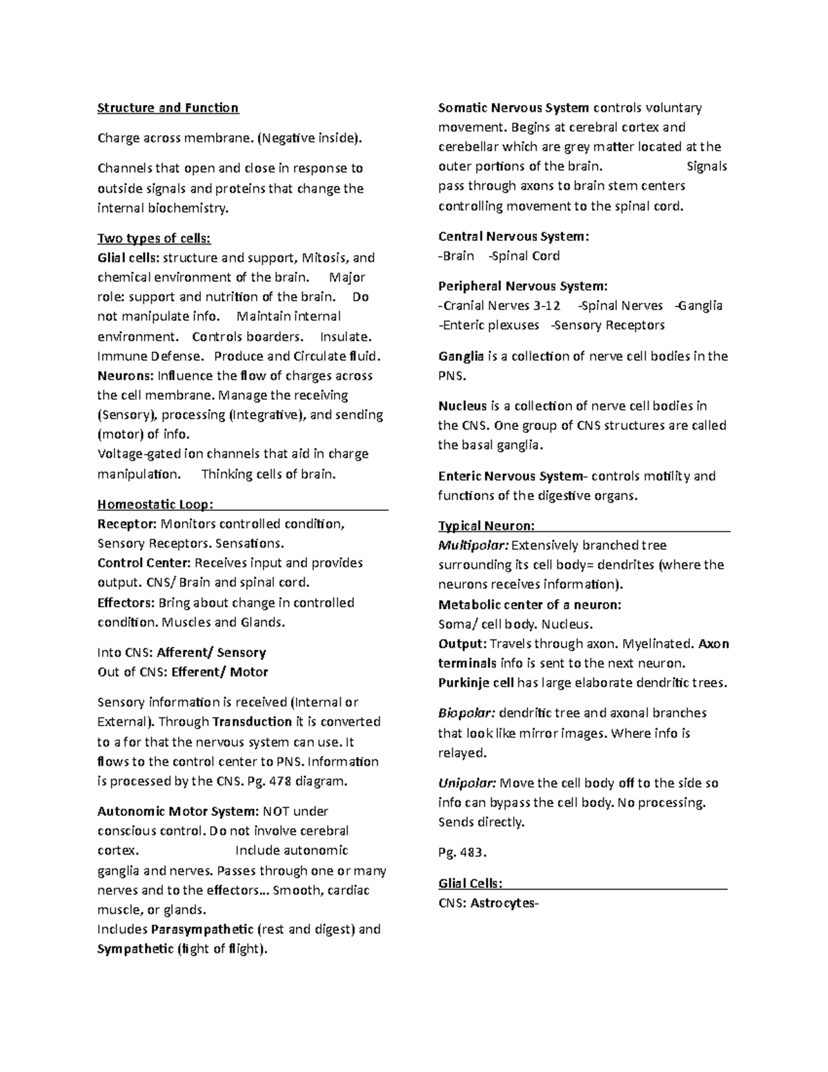 Neurology 11 - Lecture notes for the nervous system. Professor Chugg ...
