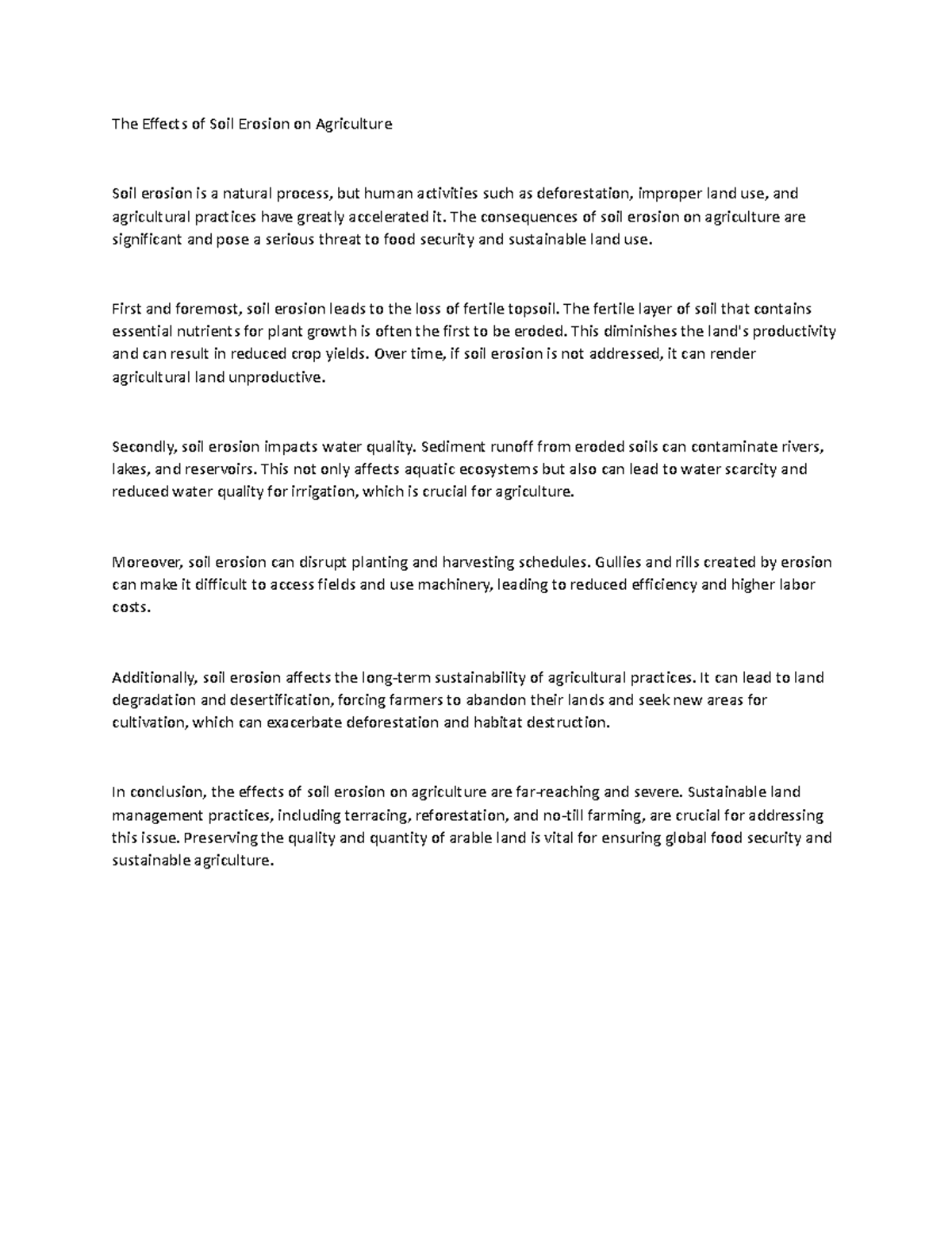 The Effects of Soil Erosion on Agriculture - The consequences of soil ...