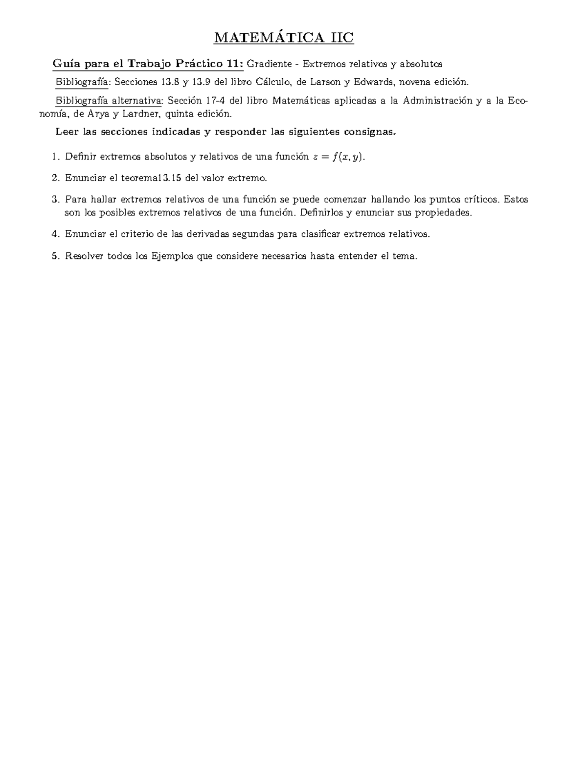 Guia11-Extremos - Guia2 - Sucesiones Geomy Series - MATEM ́ATICA IIC Gu ...