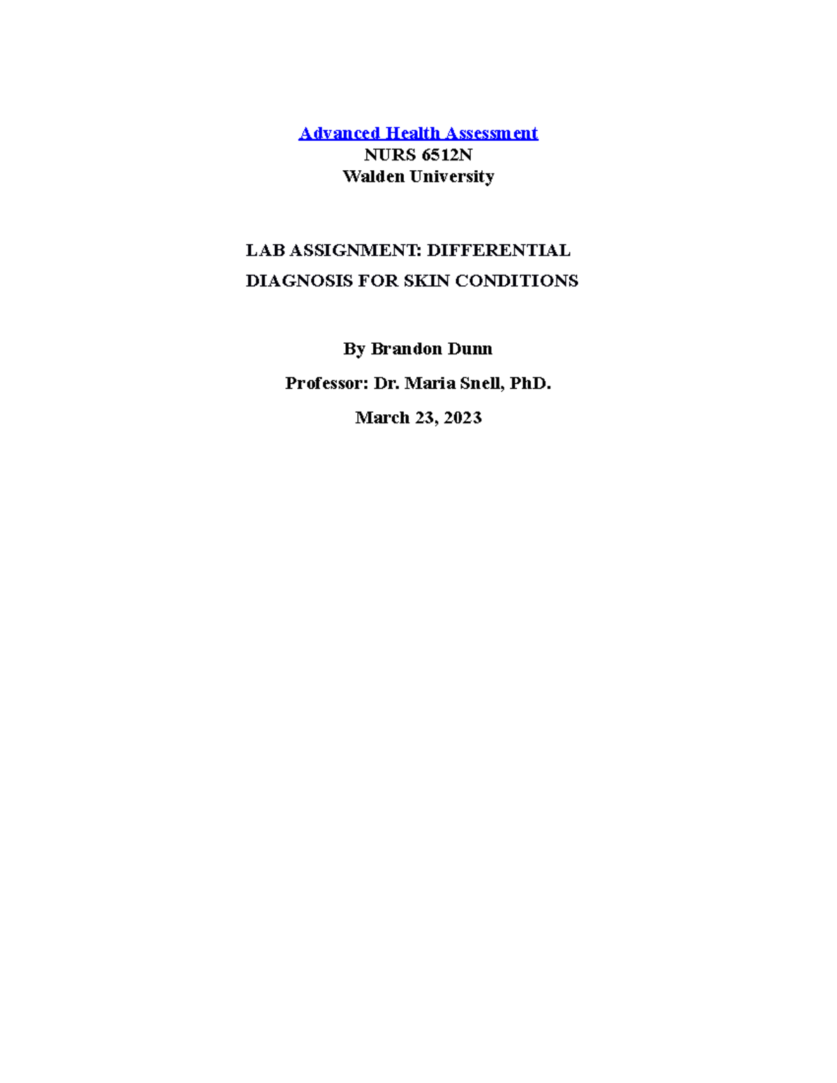 WK4Assgn 1Dunn B - dfbdfb - NURS 6512 - Walden - Studocu