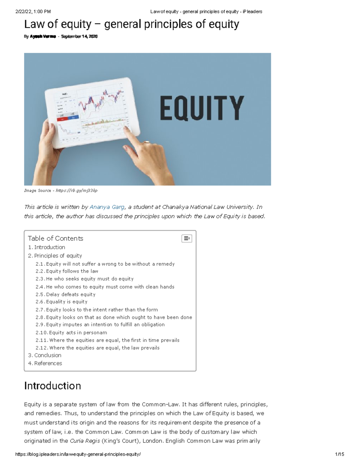 Law of equity - general principles of equity - i Pleaders - Law of ...
