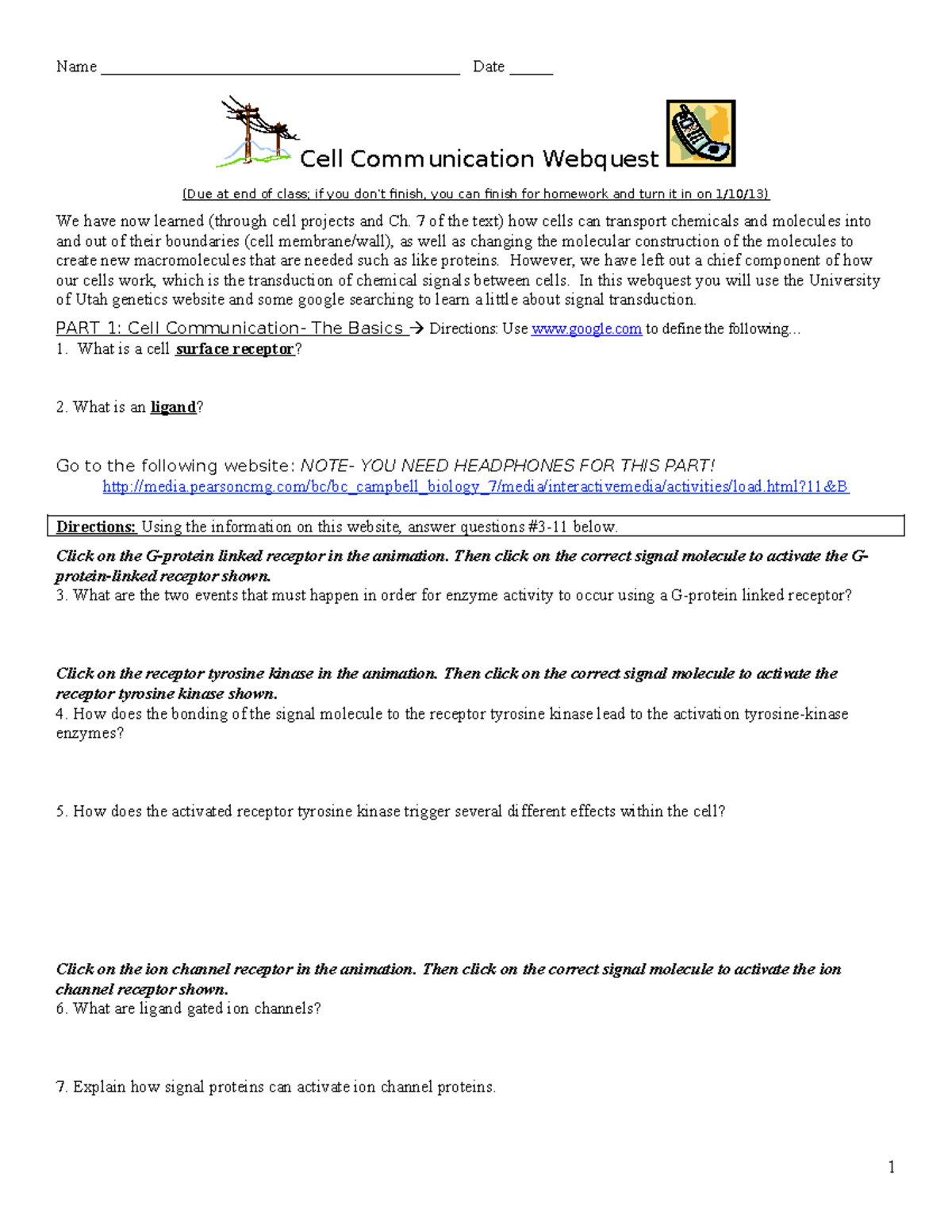 AP Bio cell communication webquest (2).docx 1 - Cell Communication ...