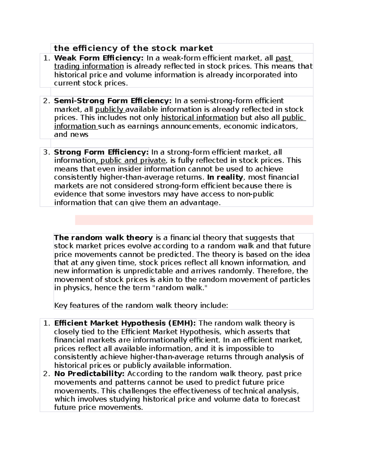 Effıcıent market and random walk - the efficiency of the stock market ...