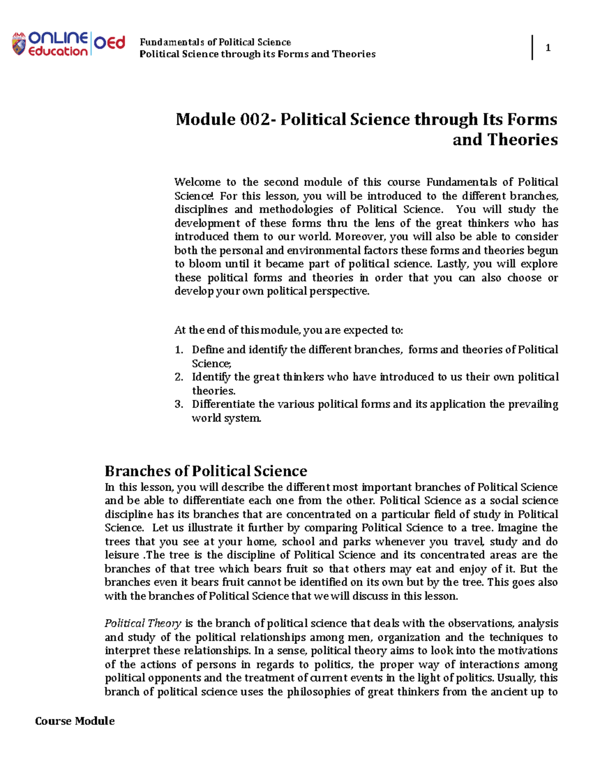 Lesson 2 - Political Science through Its Forms and Theories - Political ...