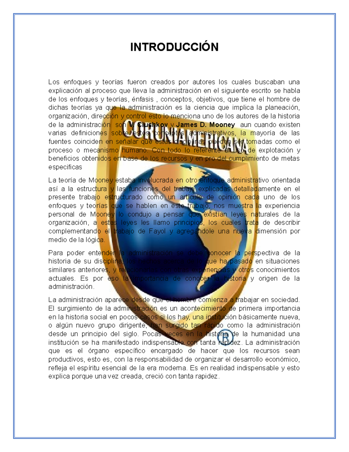 Principios de la Administración según V. Clushkov y James D. Mooney ...